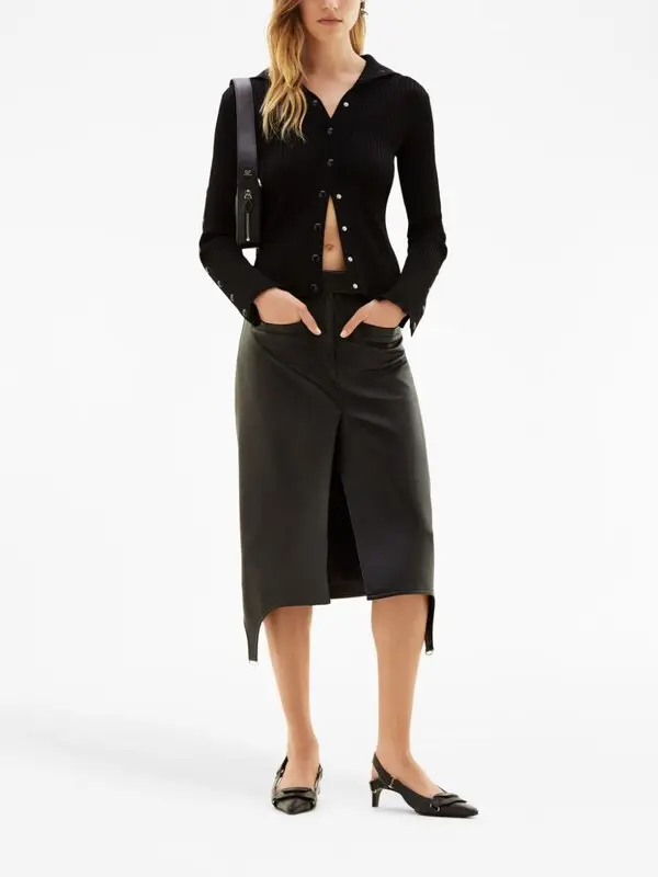 COURREGES Suspenders-detail Leather Midi Skirt