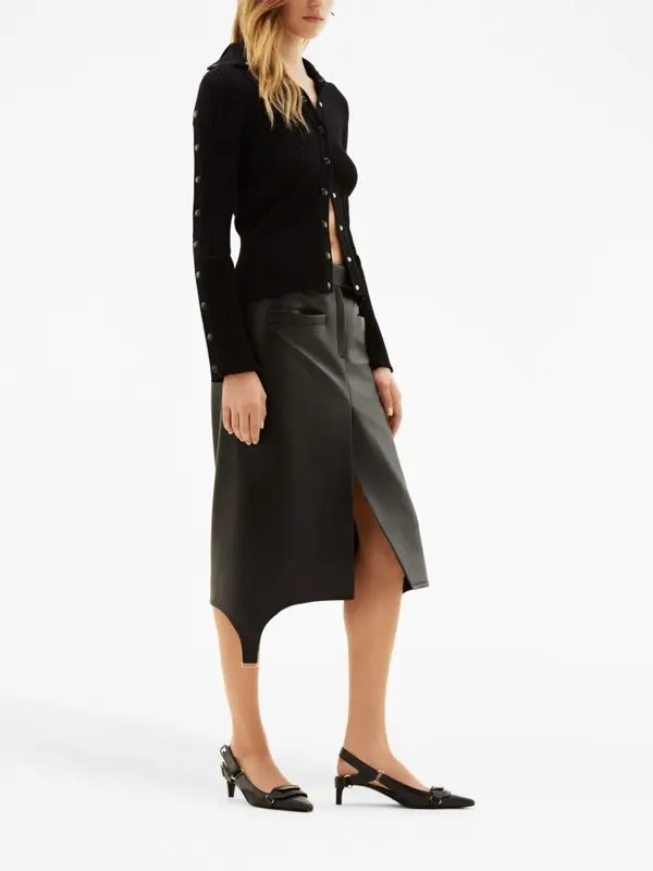 COURREGES Suspenders-detail Leather Midi Skirt