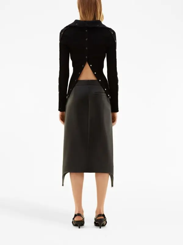 COURREGES Suspenders-detail Leather Midi Skirt