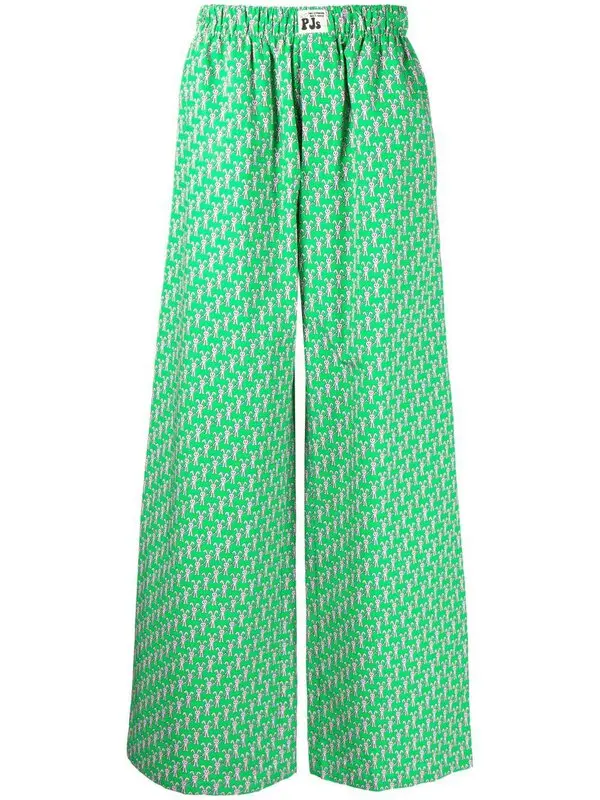 Natasha Zinko Bunny Printed Pyjama Pants - Green