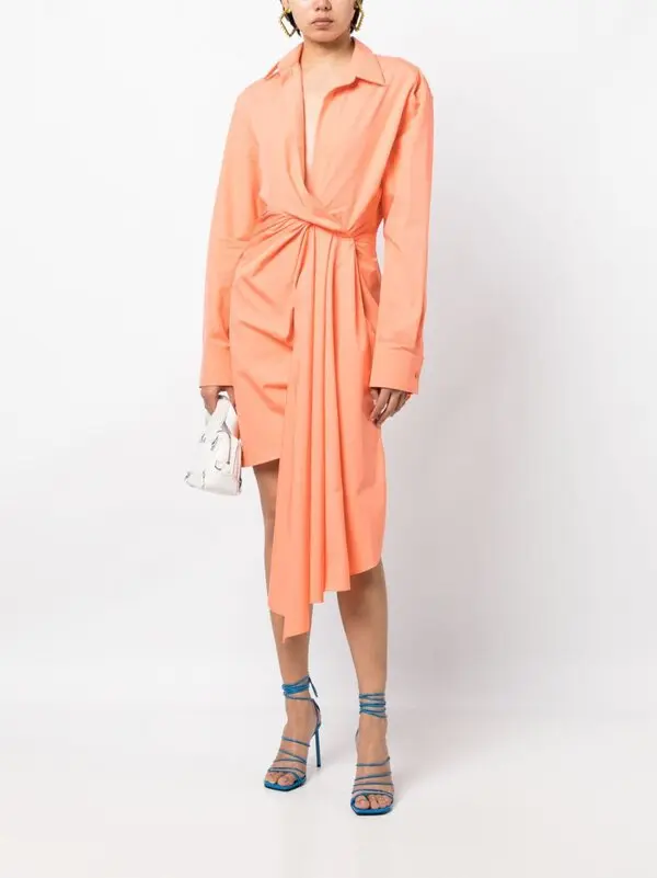 Off-White Bow Tie Wrap Dress