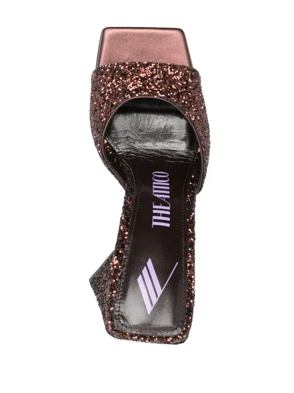 Attico Devon Sequin-embellished Sandals - Brown