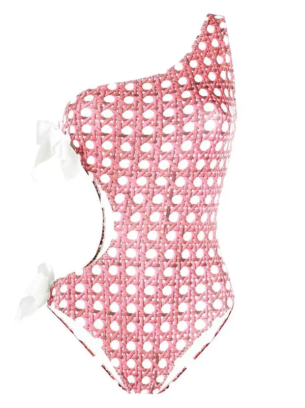 Giambattista Valli Treillage-print One-shoulder Swimsuit - Pink