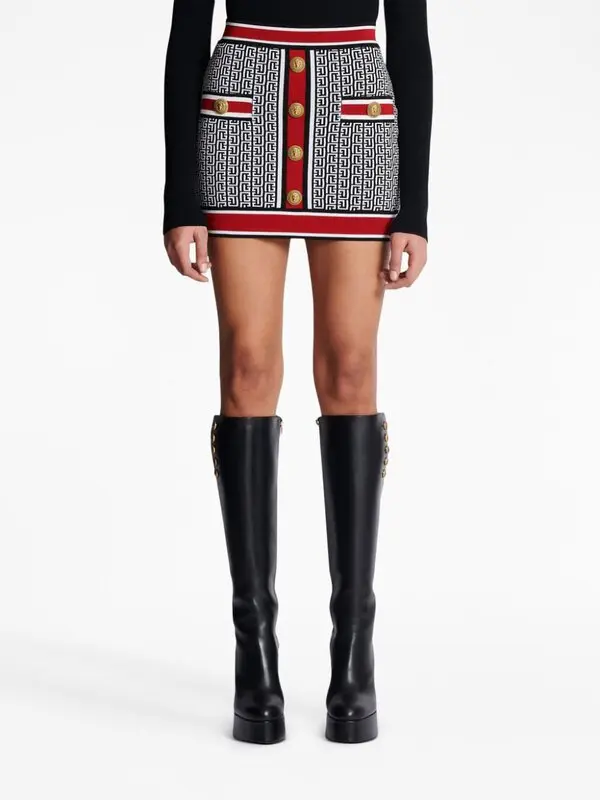 Balmain Monogram Knitted Miniskirt