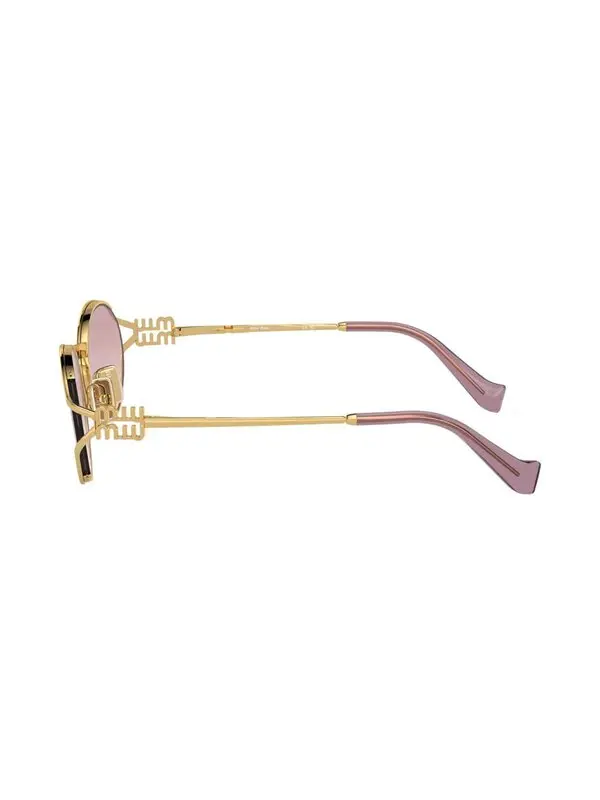 Miu Miu Oval-frame Sunglasses - Gold