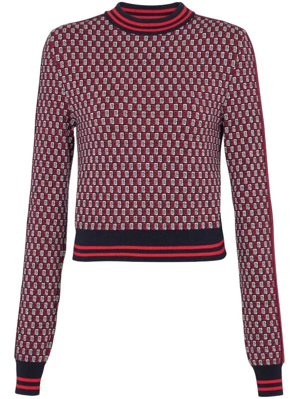 Balmain Monogram Check-pattern Jumper