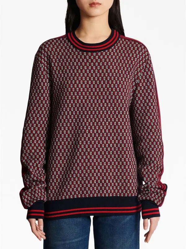 Balmain Monogram Check-pattern Jumper