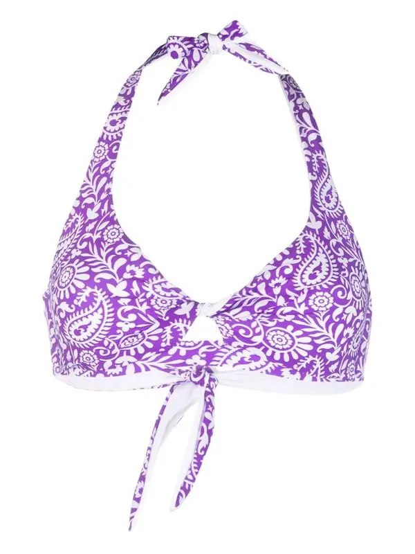 MC2 SAINT BARTH Paisley Print Twist Bikini Top - Purple