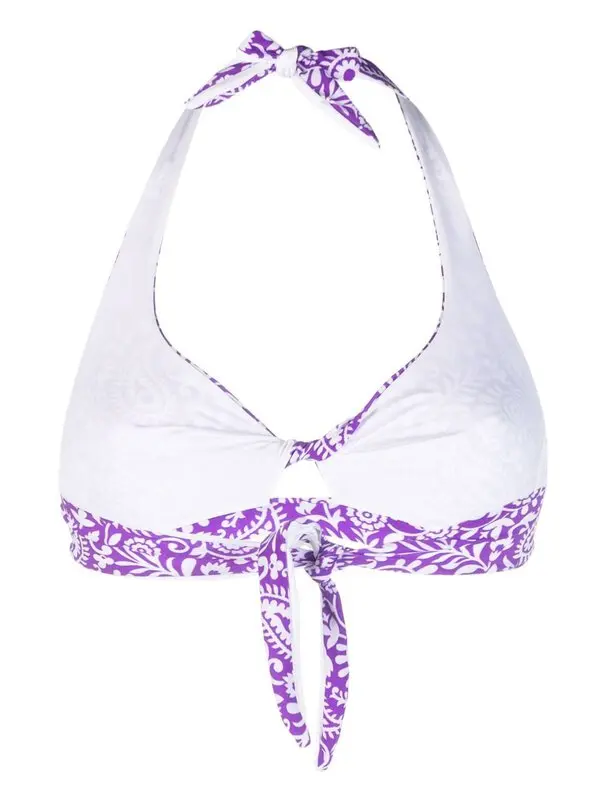 MC2 SAINT BARTH Paisley Print Twist Bikini Top