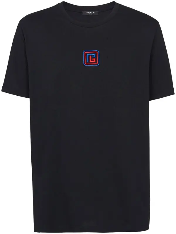 Balmain Embroidered-logo Short-sleeve T-shirt - Black