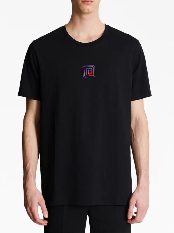 Balmain Embroidered-logo Short-sleeve T-shirt - Black