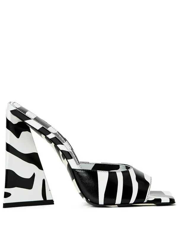 Attico Devon 115mm Zebra-print Sandals - Black