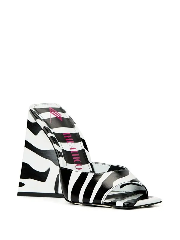 Attico Devon Zebra-print Sandals - Black