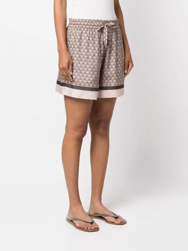 Brunello Cucinelli Graphic-print Silk Shorts