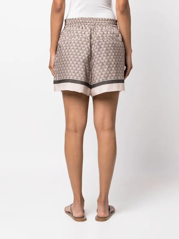 Brunello Cucinelli Graphic-print Silk Shorts