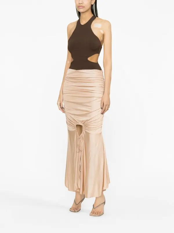 ANDREĀDAMO Gathered Asymmetric Skirt - Neutrals