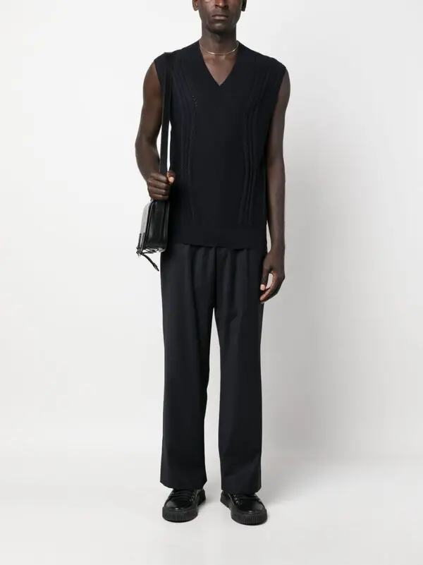 Viktor & Rolf V-neck Cable-knit Sleeveless Sweater