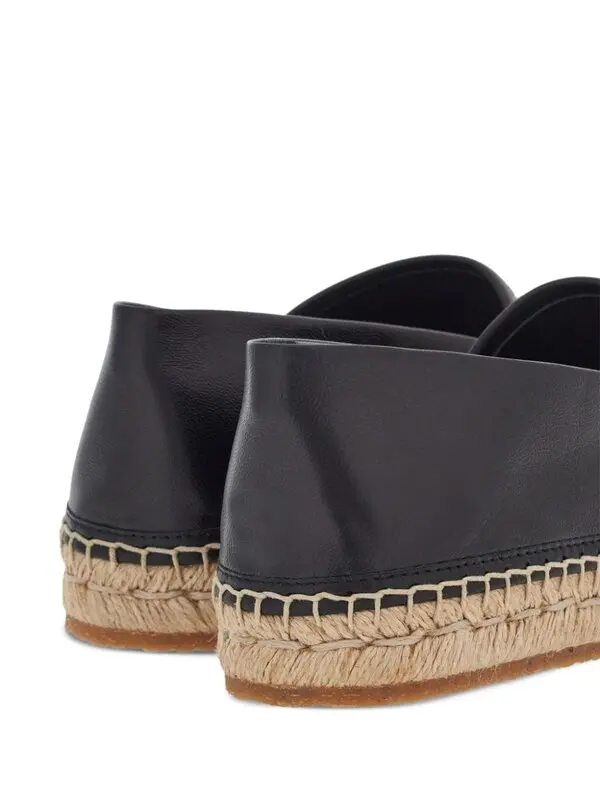 FERRAGAMO Logo Print Canvas And Lambskin Flat Espadrilles