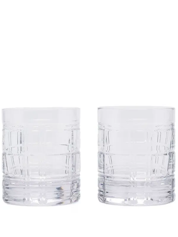 Ralph Lauren Hudson Plaid-tumbler Glass - Neutrals