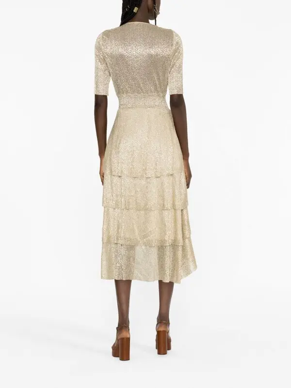 Maje Ruffled Lam Dress - Gold | Editorialist