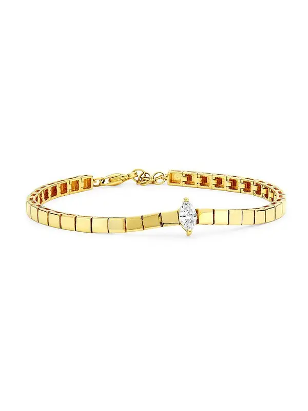 Saks Fifth Avenue Collection 14k & 0.328 Tcw Diamond Tile Bracelet - Yellow Gold