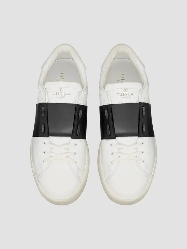 Valentino Garavani Calfskin Open Sneakers - White Black