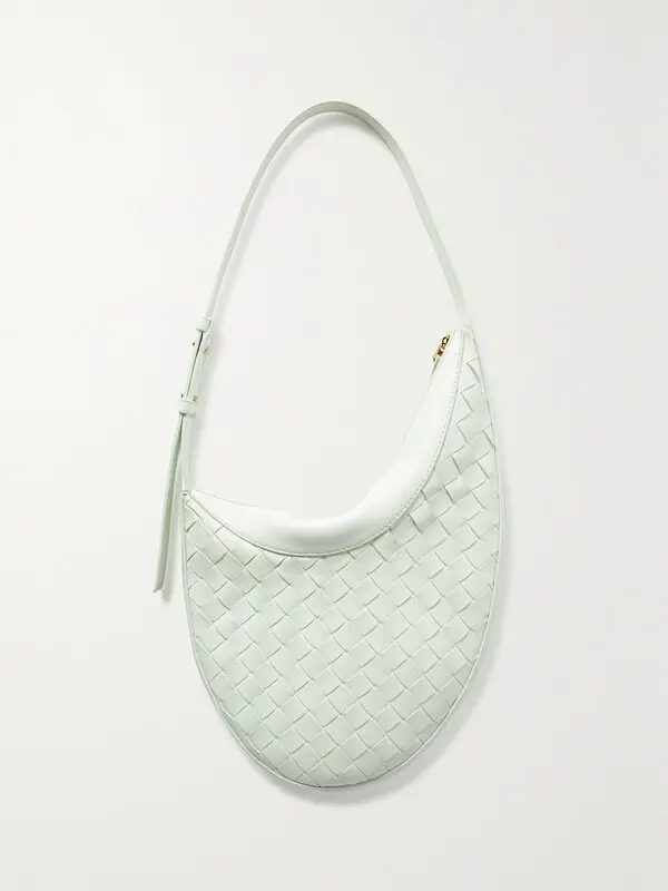 Bottega Veneta Small Drop Intrecciato Leather Shoulder Bag - White