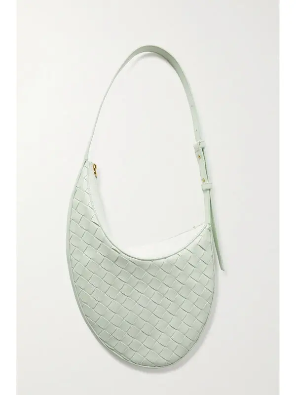 Bottega Veneta Small Drop Intrecciato Leather Shoulder Bag - White