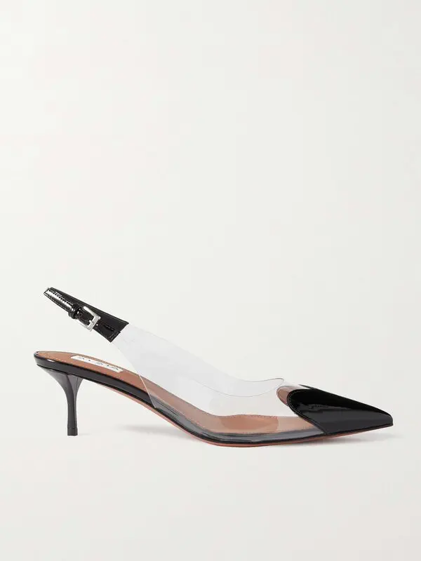 Alaïa Le Caur 55 Pu And Patent-leather Slingback Pumps - Black