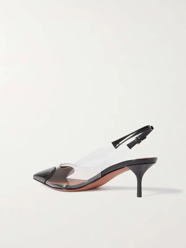 Alaïa Le Caur 55 Pu And Patent-leather Slingback Pumps - Black