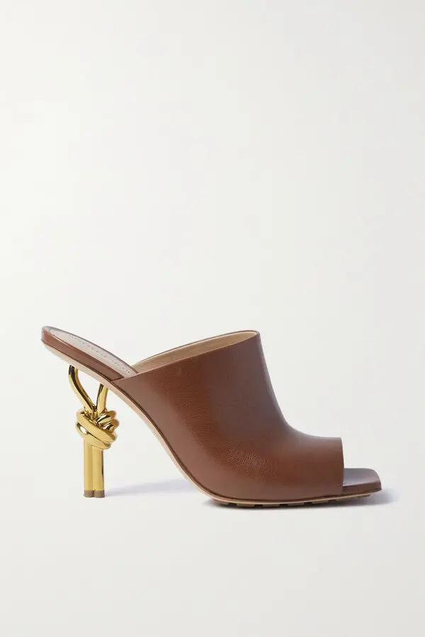 Bottega Veneta Knot Leather Mules - Brown