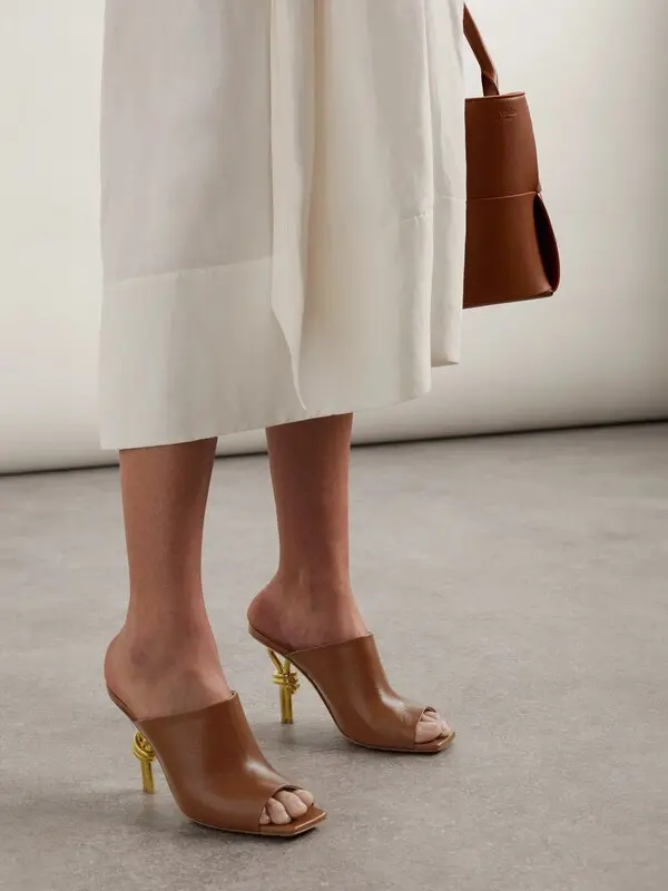 Bottega Veneta Knot Leather Mules - Brown