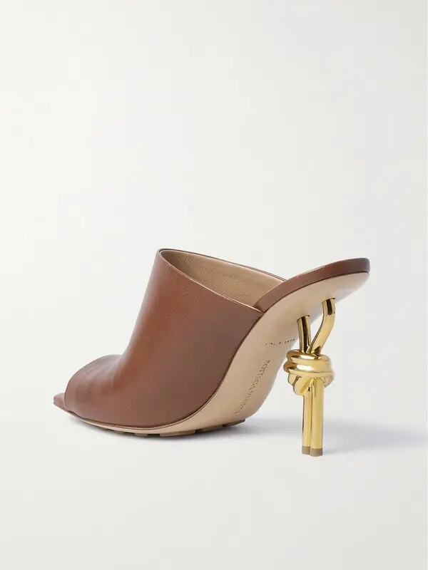Bottega Veneta Knot Leather Mules - Brown
