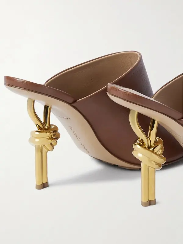 Bottega Veneta Knot Leather Mules - Brown