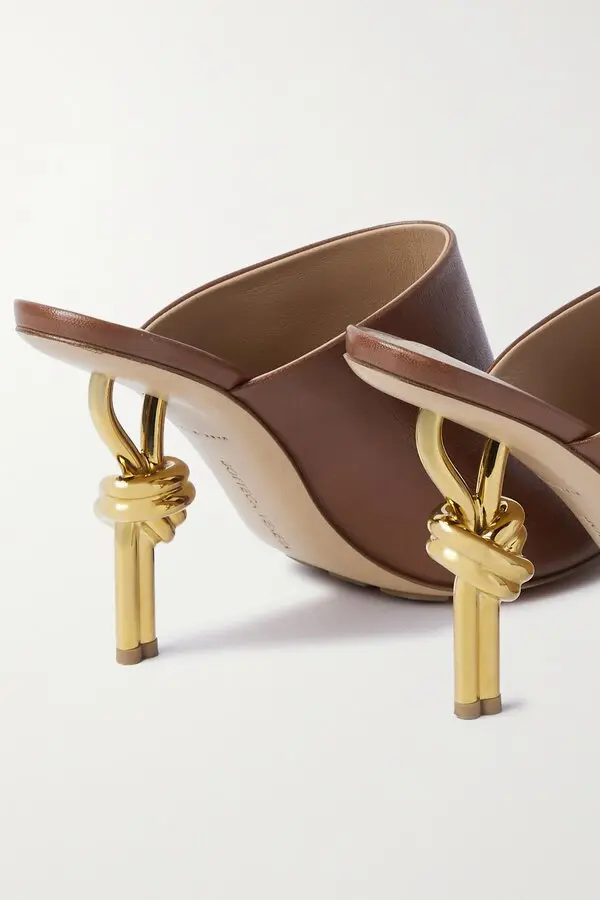 Bottega Veneta Knot Leather Mules - Brown