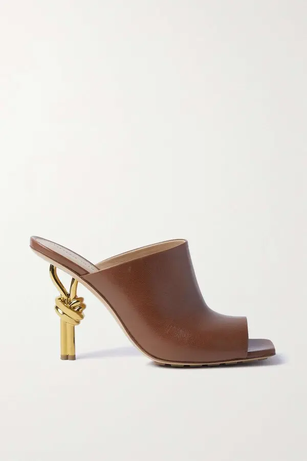 Bottega Veneta Knot Leather Mules - Brown