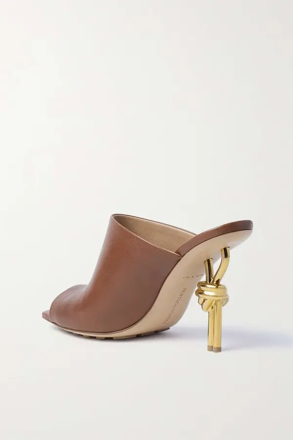 Bottega Veneta Knot Leather Mules - Brown