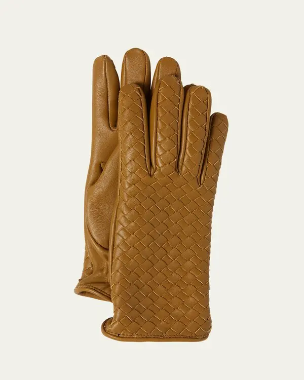 Bottega Veneta Woven Nappa Leather Gloves - Acorn