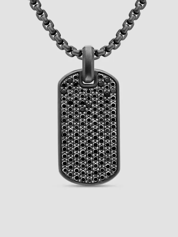 David Yurman The Streamline Collection Titanium Tag Enhancer Pendant - Black Diamond