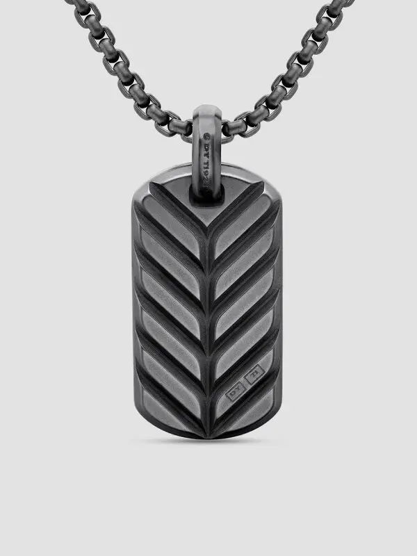 David Yurman The Streamline Collection Titanium Tag Enhancer Pendant - Black Diamond