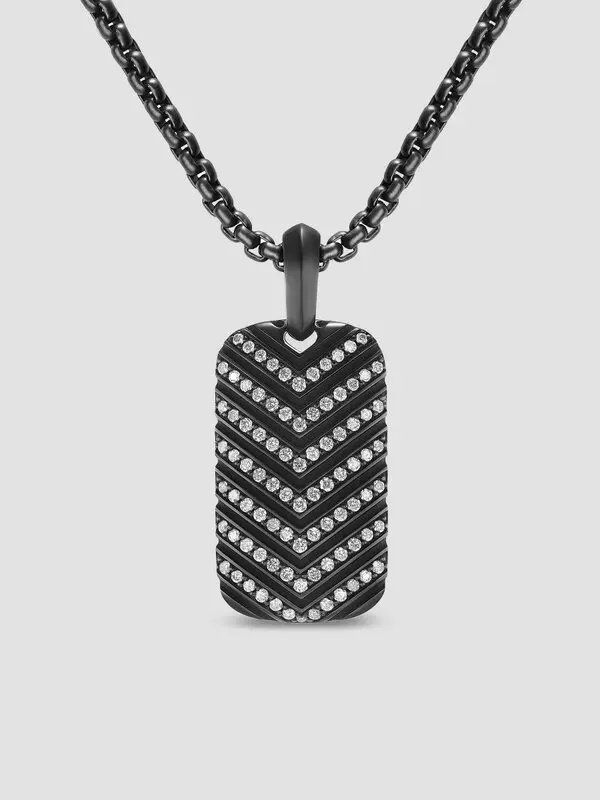 David Yurman The Streamline Collection Titanium Tag Enhancer Pendant - Diamond