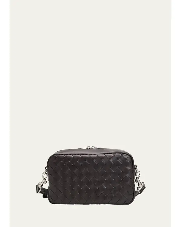 Bottega Veneta Intrecciato Crossbody Bag - Black/silver