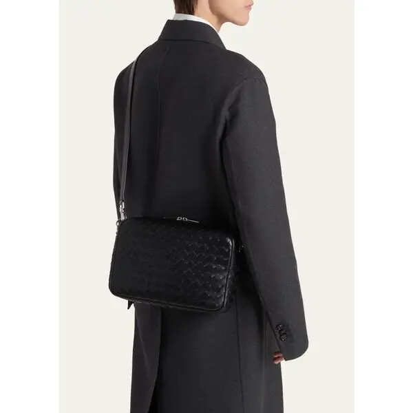 Bottega Veneta Intrecciato Crossbody Bag - Black/silver