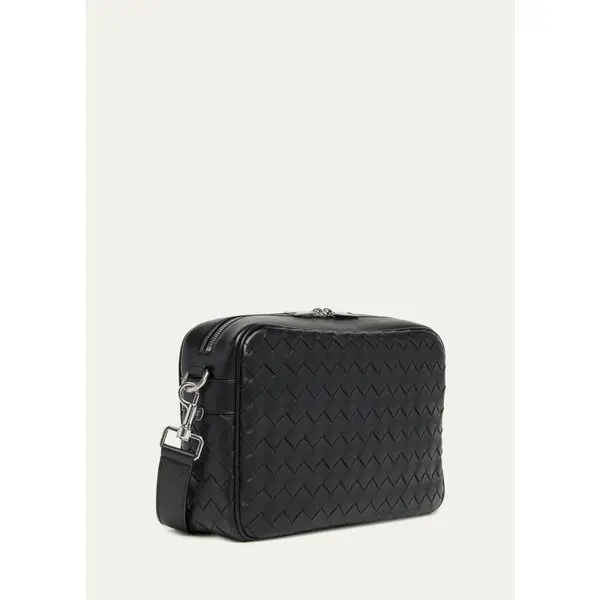 Bottega Veneta Intrecciato Crossbody Bag - Black/silver