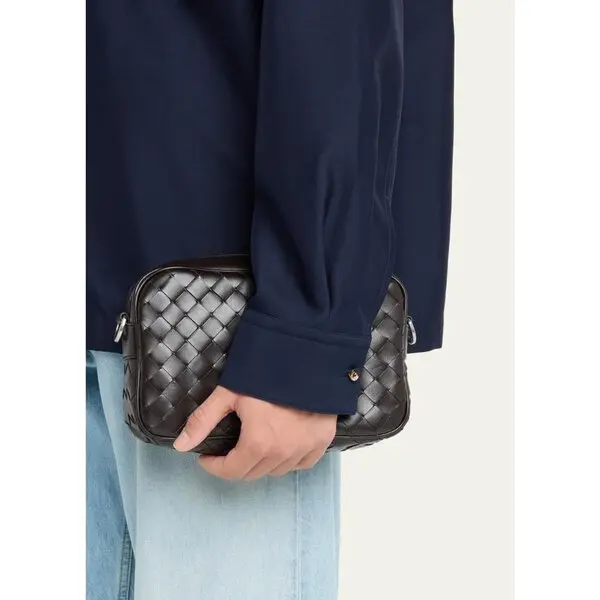 Bottega Veneta Intrecciato Crossbody Bag - Black/silver