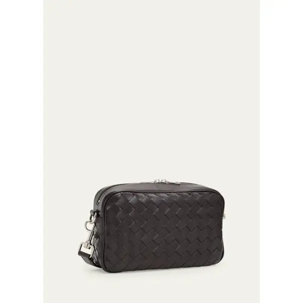 Bottega Veneta Intrecciato Crossbody Bag - Black/silver