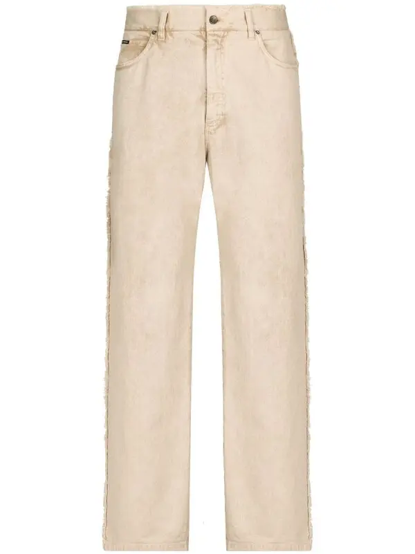 Dolce & Gabbana Frayed-trim Wide Leg Jeans
