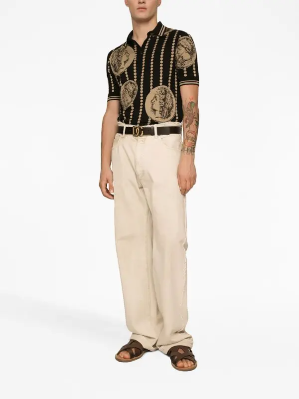 Dolce & Gabbana Frayed-trim Wide Leg Jeans