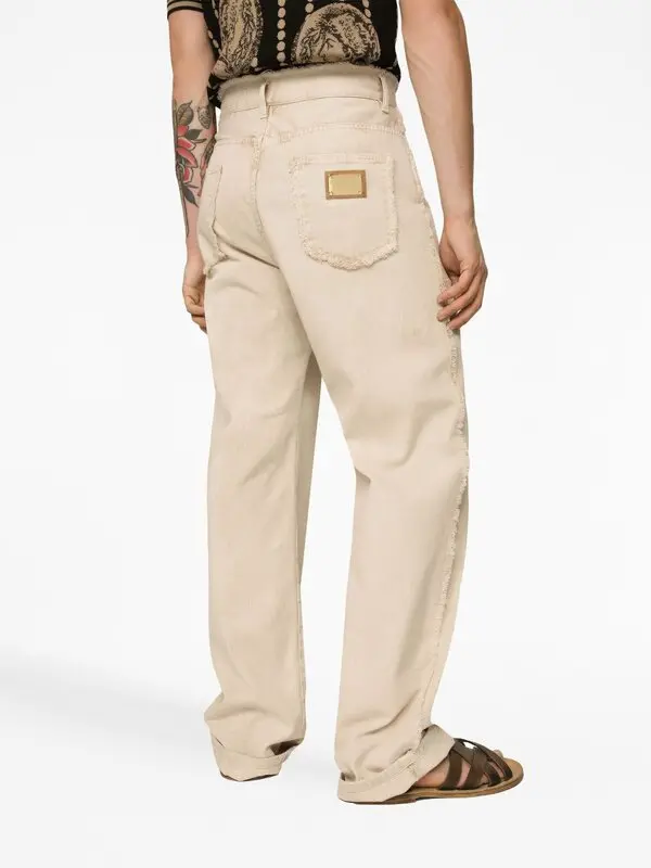 Dolce & Gabbana Frayed-trim Wide Leg Jeans