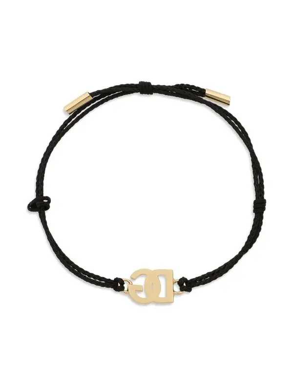 Dolce & Gabbana Logo Charm Cord Bracelet - Gold